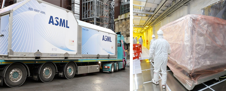 An ASML EUV system arrives at Intel's fab in Ireland