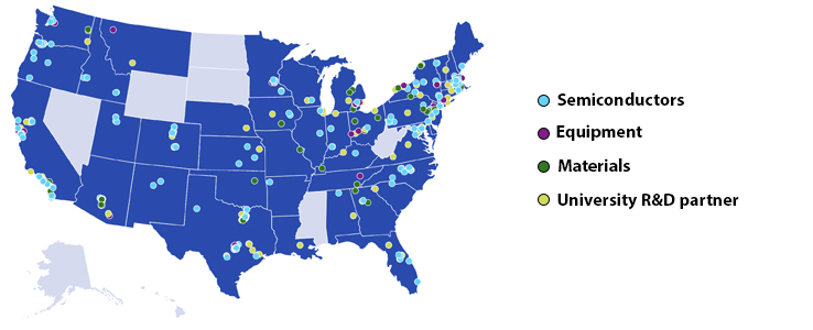 A visualisation of the growing US semiconductor ecosystem